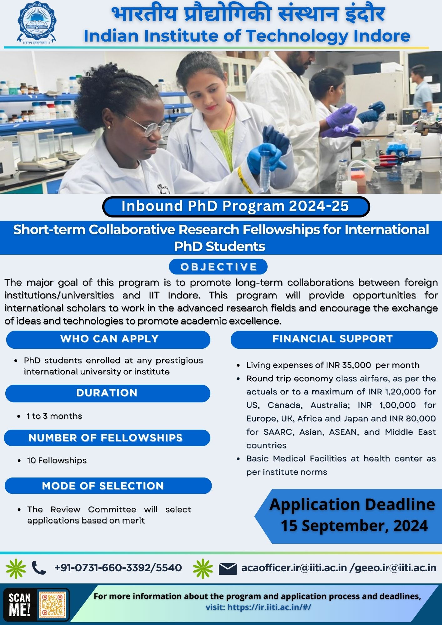 Short term fellowships at IIT Indore for AY 2024-25 for UG/PG and PhD Students | University of ...